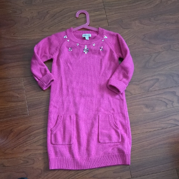 Cherokee | Dresses | Cherokee Pink Knit Dress With Floral Details ...